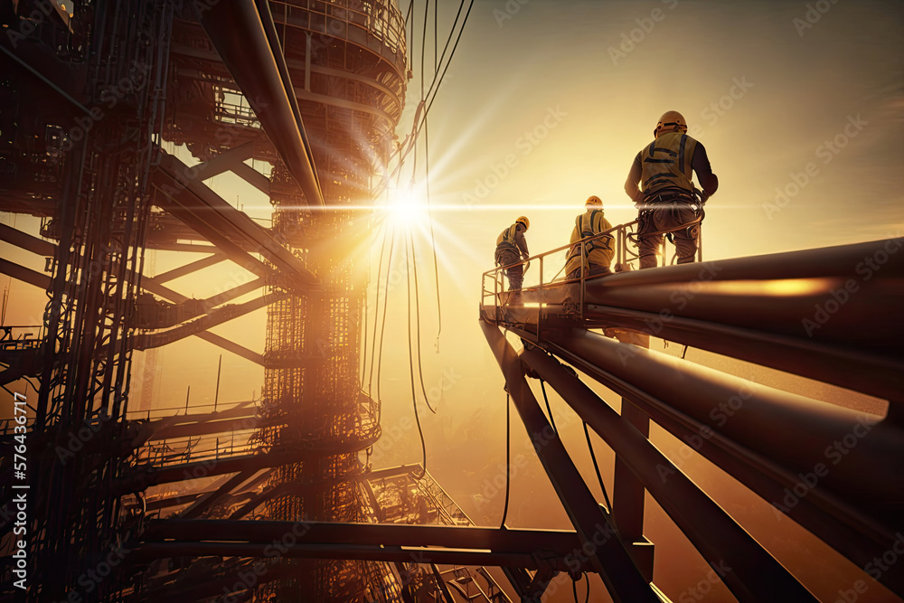 construction engineer workers at heights,architecture sci-fi ...