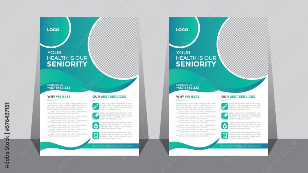 Corporate healthcare and medical flyer or poster design layout with ...