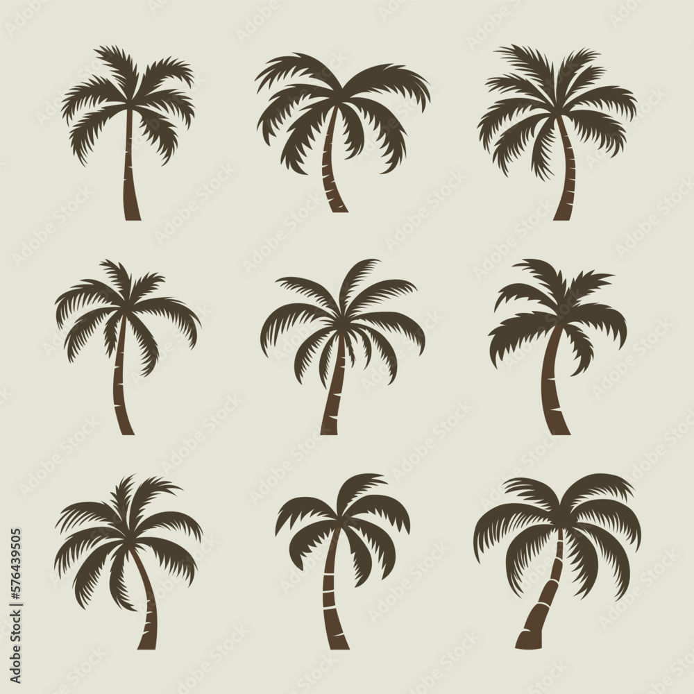 Vector Palm Trees, Palm Tree Icon Set Isolated. Palm Silhouettes ...