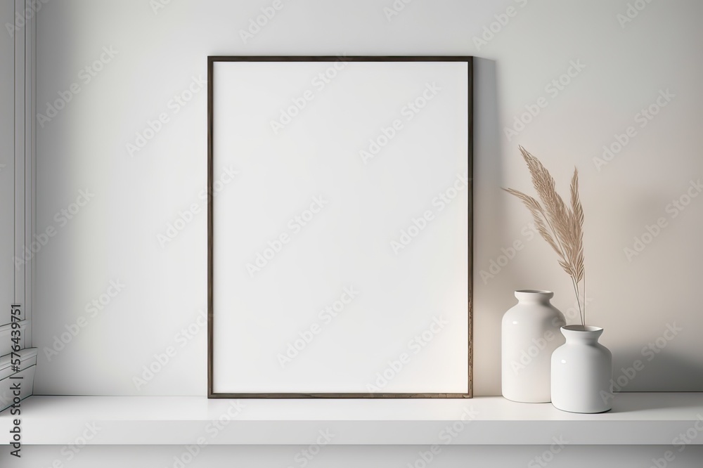 Interior Design Mock-up Artwork on White Wall. Photo generative AI ...