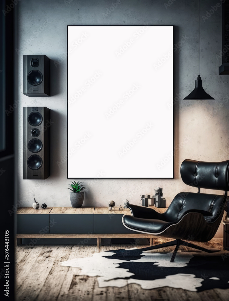 Frame & poster mockup in clean style interior. gaming room wall art ...