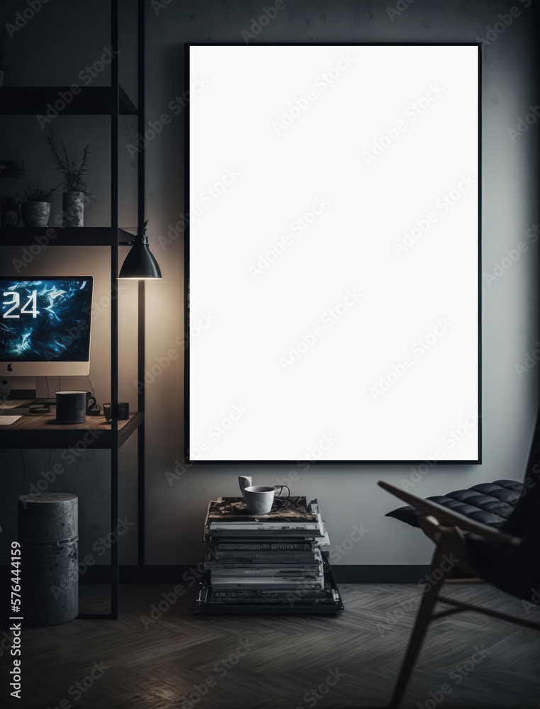 Frame & poster mockup in clean style interior. gaming room wall art ...