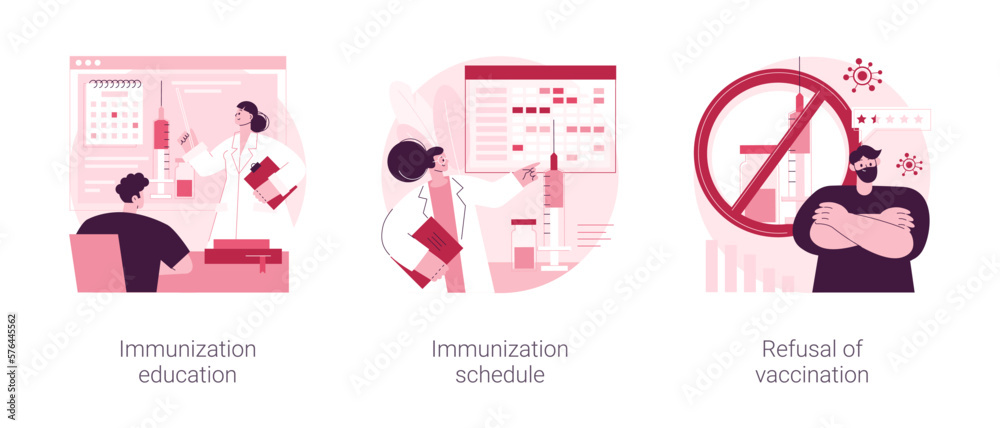 Public health abstract concept vector illustration set. Immunization ...