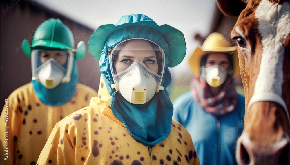 eople wearing personal protective equipment or PPE with spraying ...