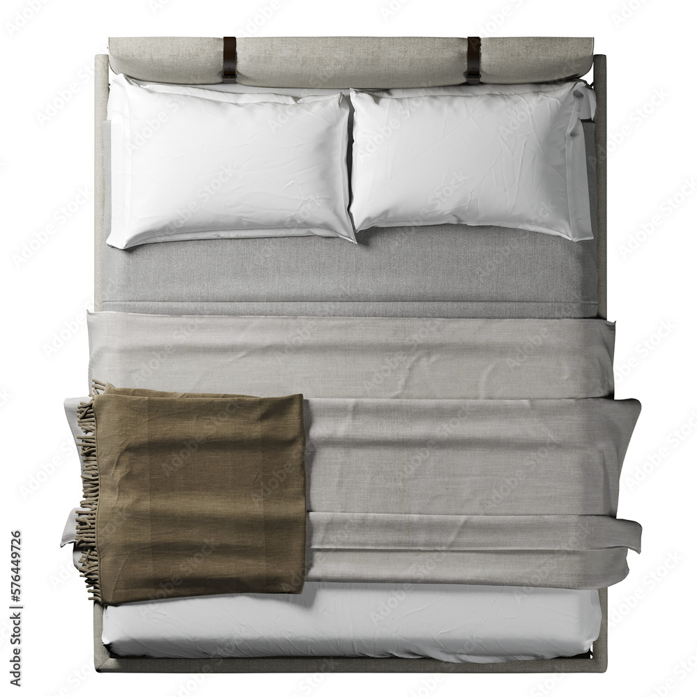 Top view of double bed with headboard Stock Photo | Adobe Stock