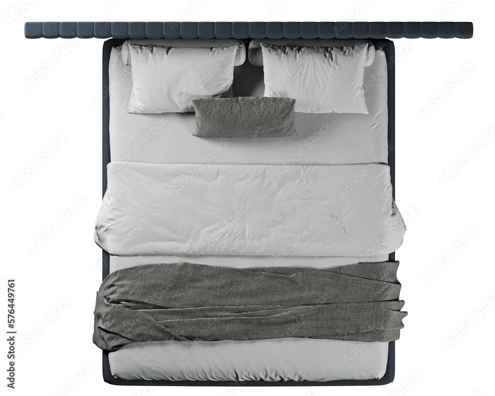 Top view of double bed with headboard Stock Photo | Adobe Stock