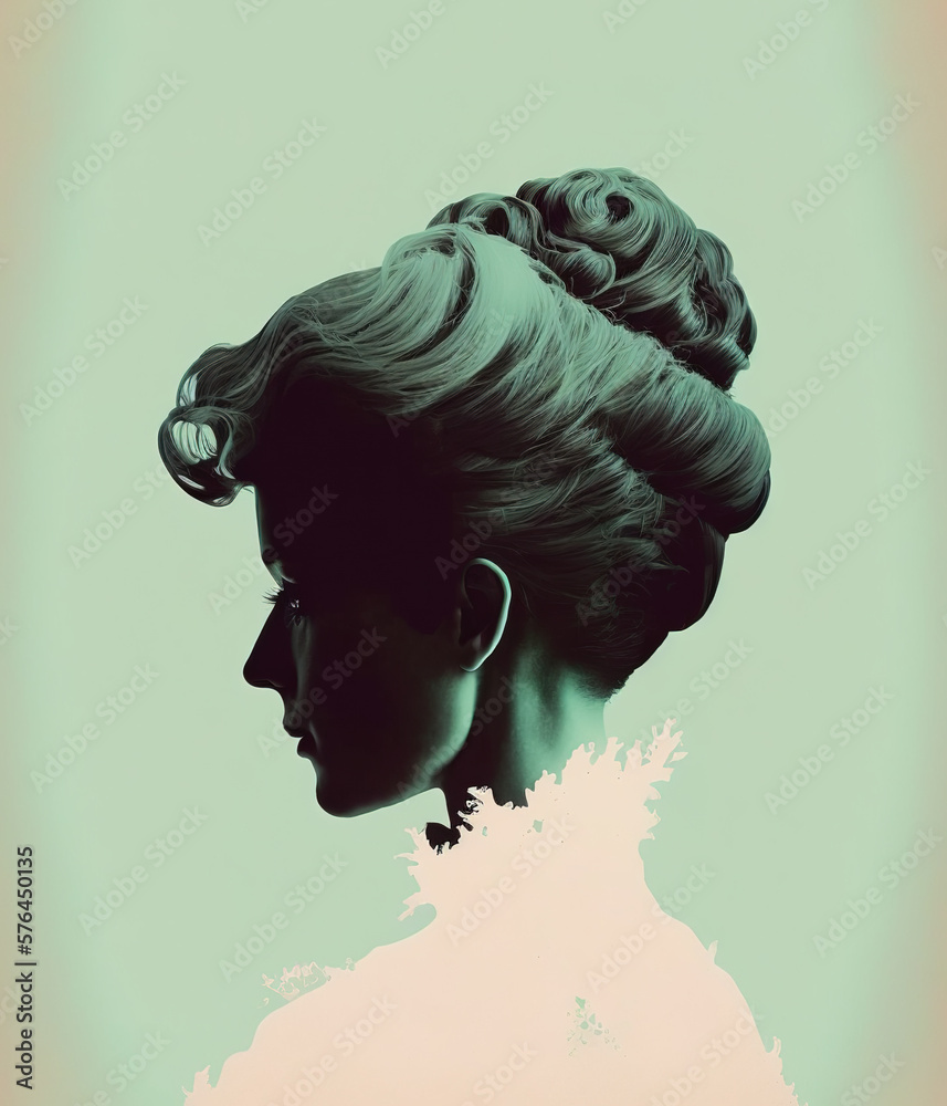 Female profile silhouette. AI generated image, not based on any real ...