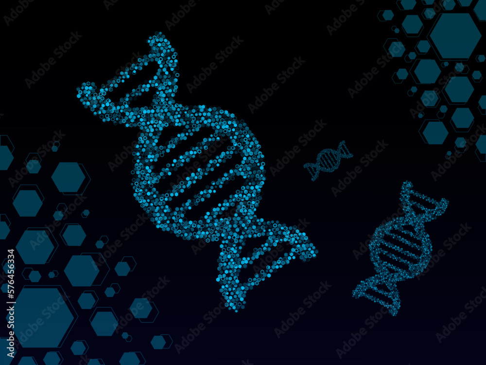 multiple DNA strings in a futuristic low poly blue setting, made from ...