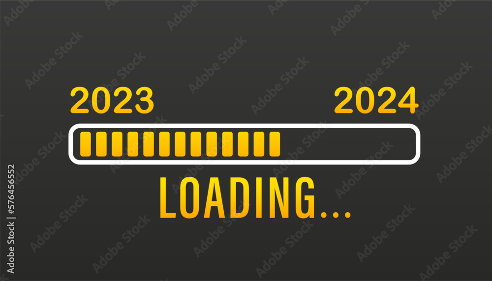 Download bar. 2022 loading, 2023 next year. Funny horizontal banner ...