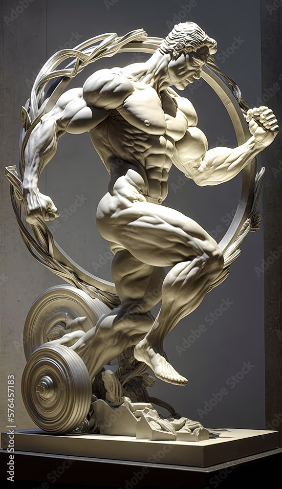 Kinetic statue of a bodybuilder. Created with Generative AI Stock ...