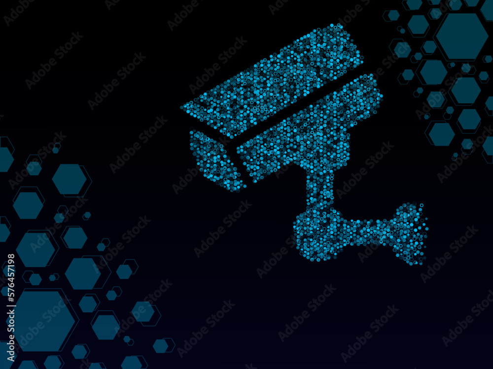 low poly vector security camera made from hexagon shapes with a ...