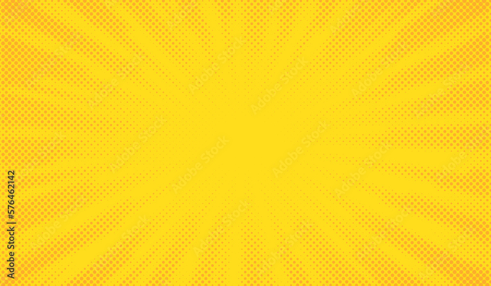 Yellow comics background. Abstract lines backdrop. Bright sunrays ...