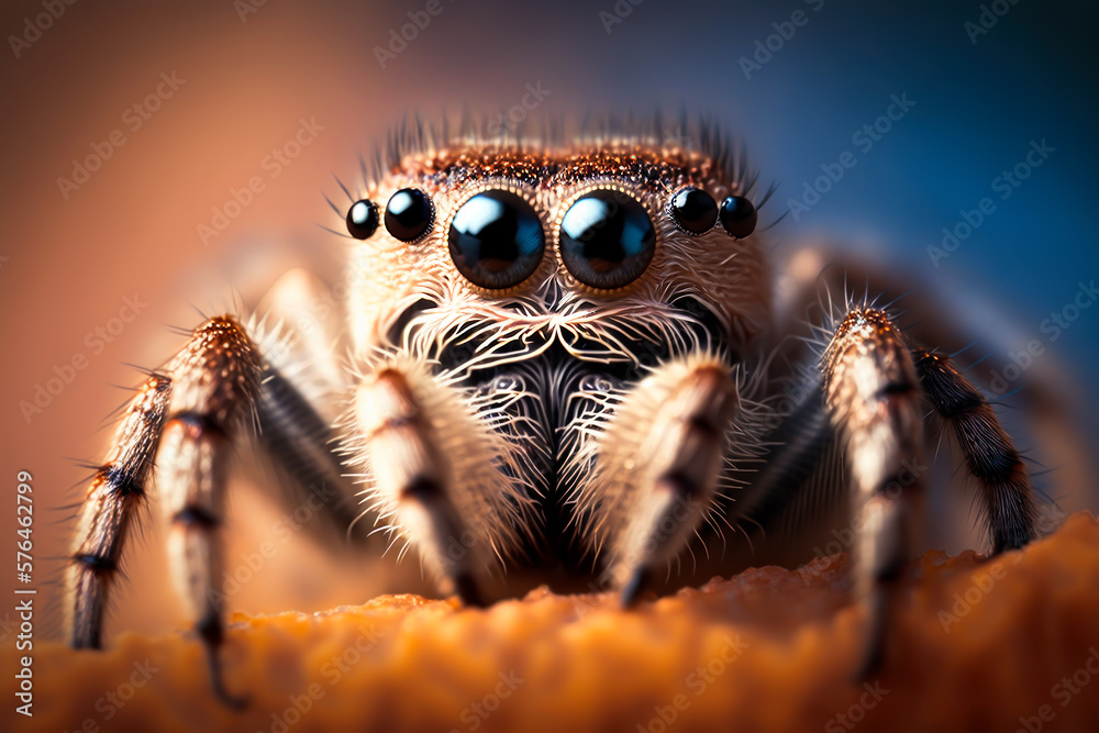 Small spider close up portrait. Eyes of spider close up. Spider looking ...