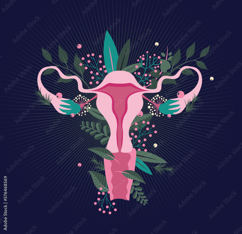 Póster Vector illustration female reproductive system fantasy with ...