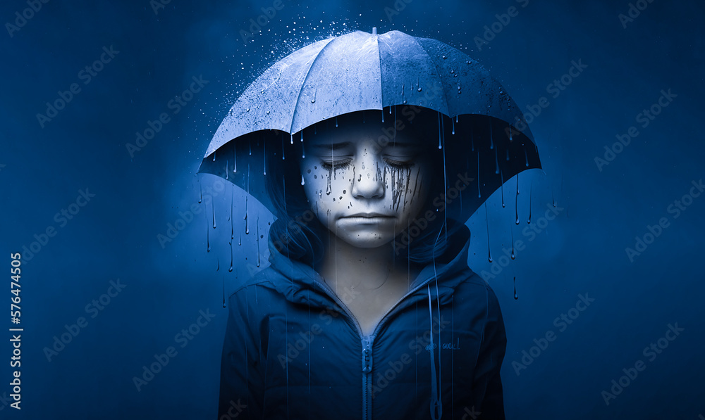 concept of depression, feeling blue, Created using generative AI tools ...