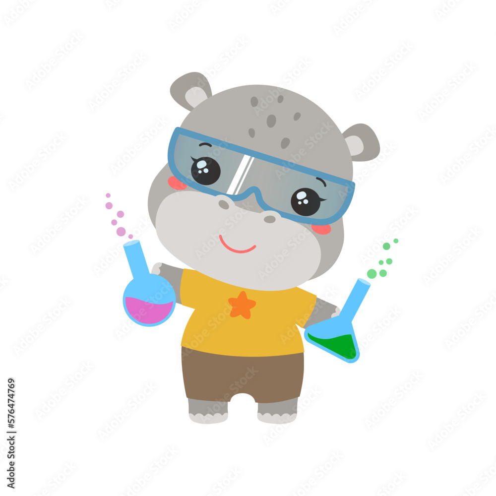 School student animal hippopotamus. Science school subject vector ...
