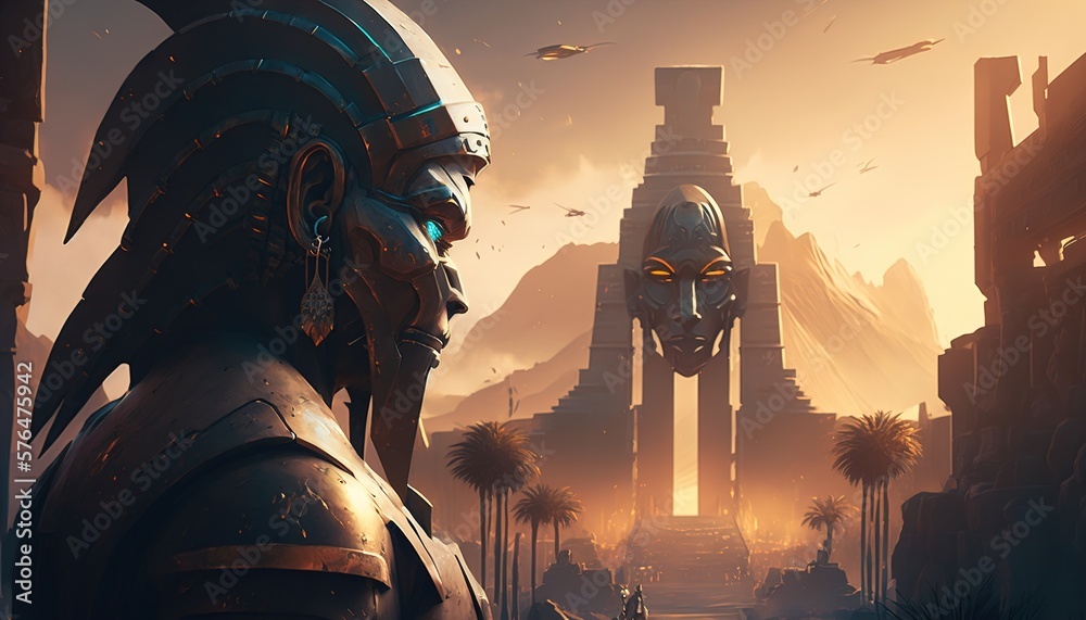 futuristic ancient egyptian roman gods cyborgs created with generative ...