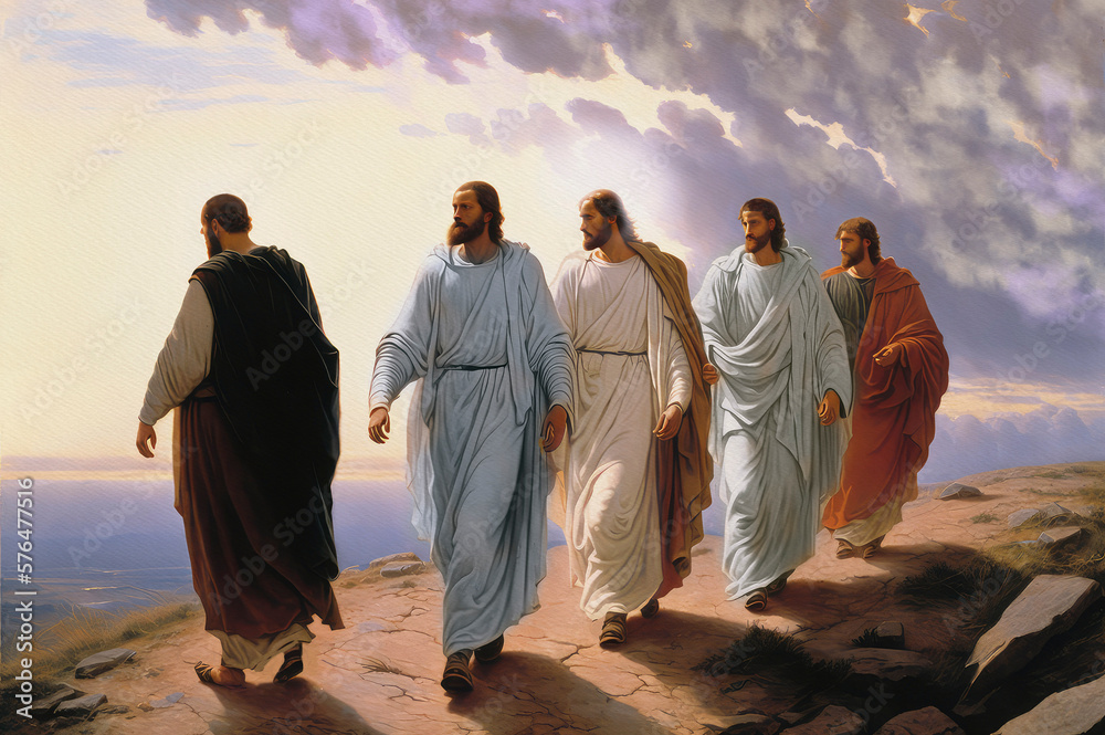 Jesus and the disciples. Painting illustration, generative ai. Stock ...