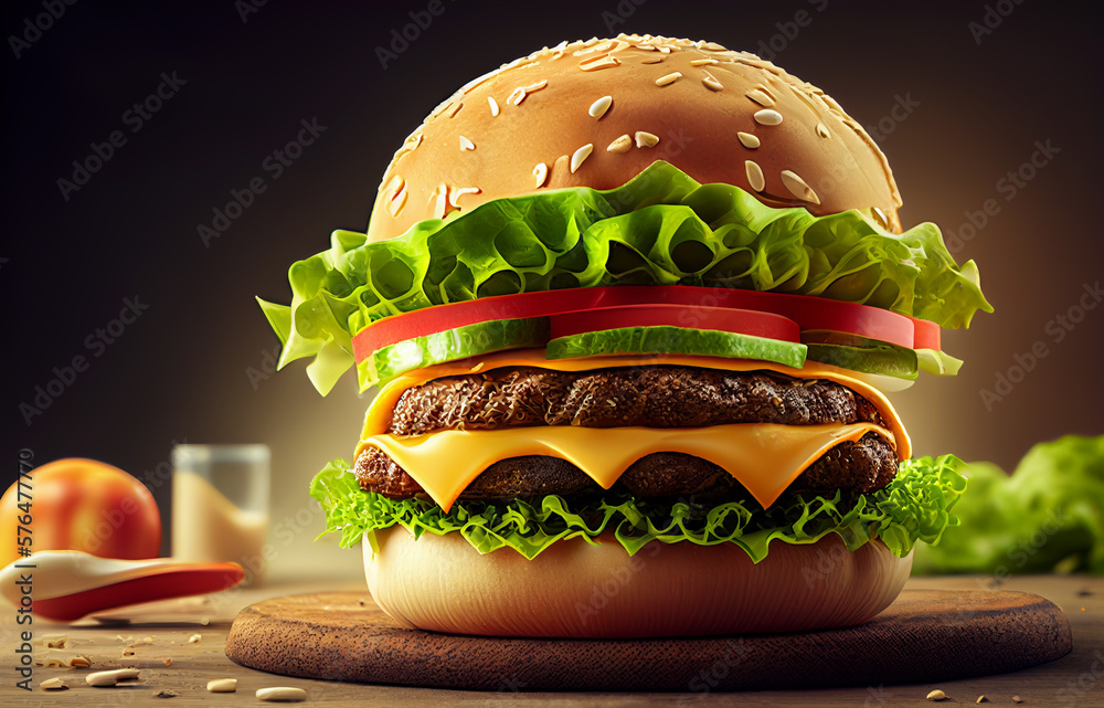 Burger poster for menu restaurant. Burger design style promotional fast ...