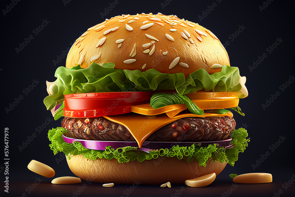 Burger poster for menu restaurant. Burger design style promotional fast ...