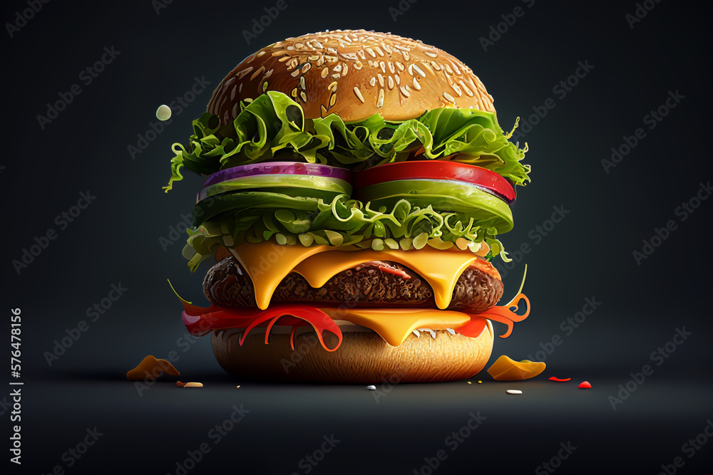 Burger poster for menu restaurant. Burger design style promotional fast ...