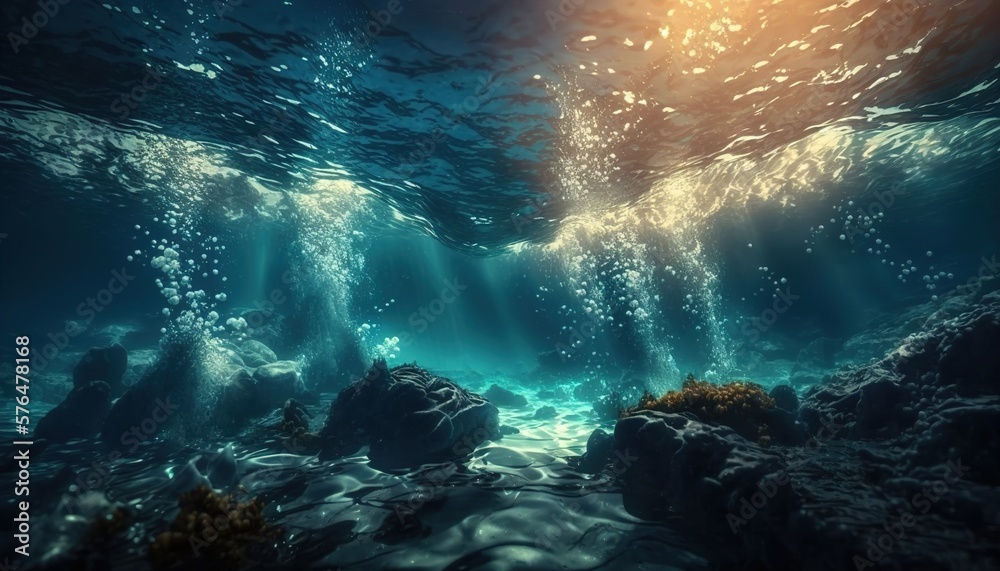 fantasy colorful underwater illustration wallpaper background created ...