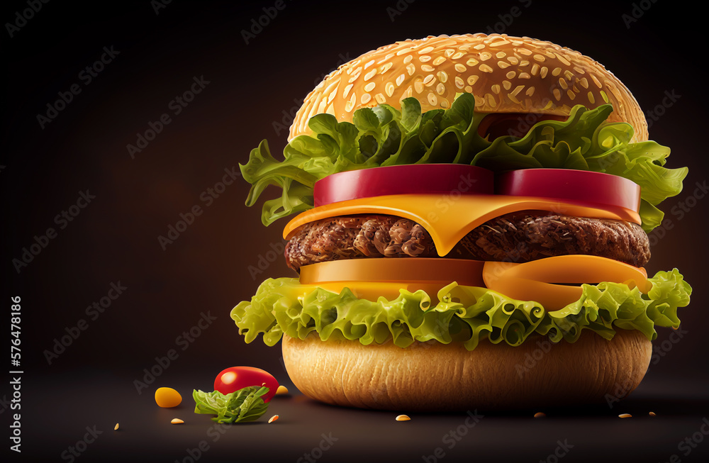 Burger poster for menu restaurant. Burger design style promotional fast ...
