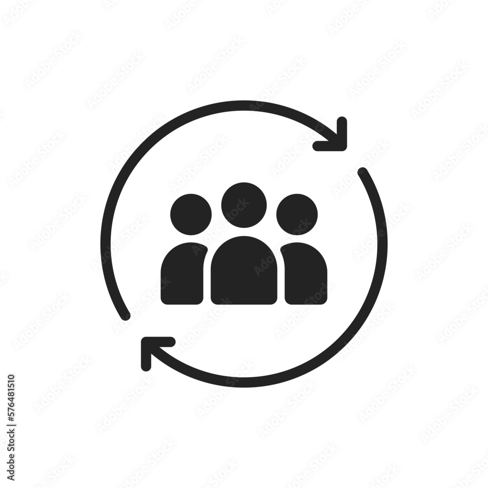 simple hr management black icon with staff Stock Vector | Adobe Stock