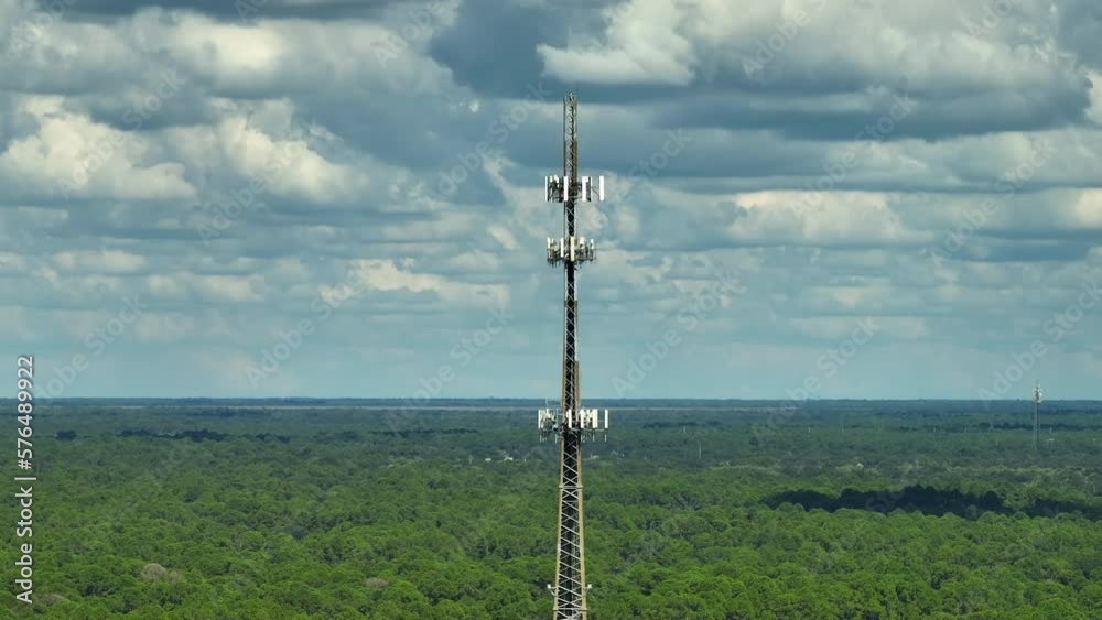 Tall telecommunication radio cell tower with wireless communication 5g ...
