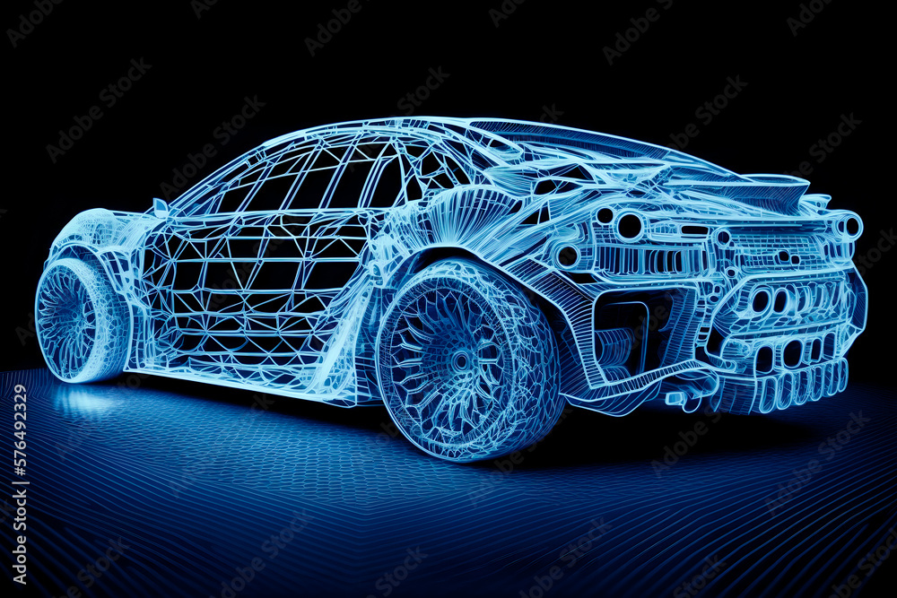 Back view of Futuristic AR car wireframe concept, generative ai ...
