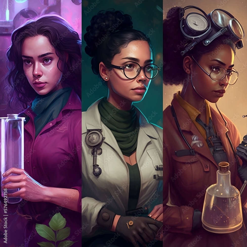 Women in stem illustration with different science career options ...