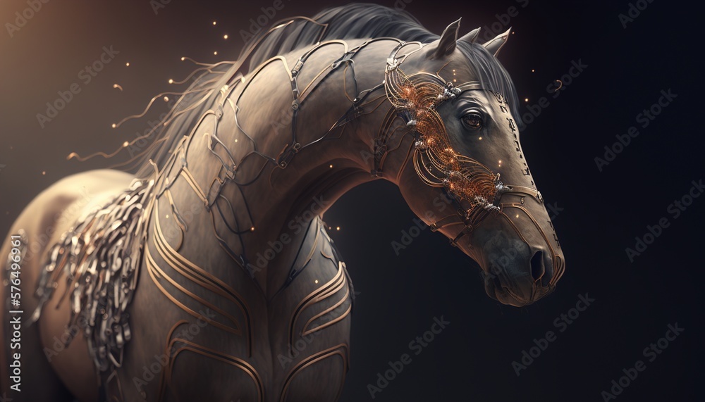 futuristic cyborg horses alien skeleton created with generative ai ...