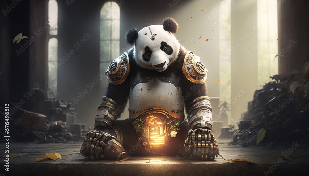panda cyborg god background wallpaper created with generative ai ...