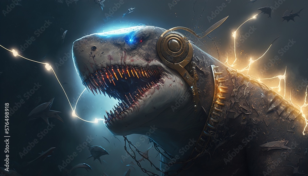 futuristic shark cyborg alien created with generative ai technology ...