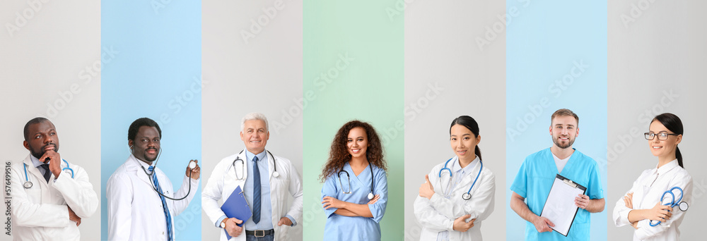 Poster Collage with many doctors on color background – Wall Art | UkPosters