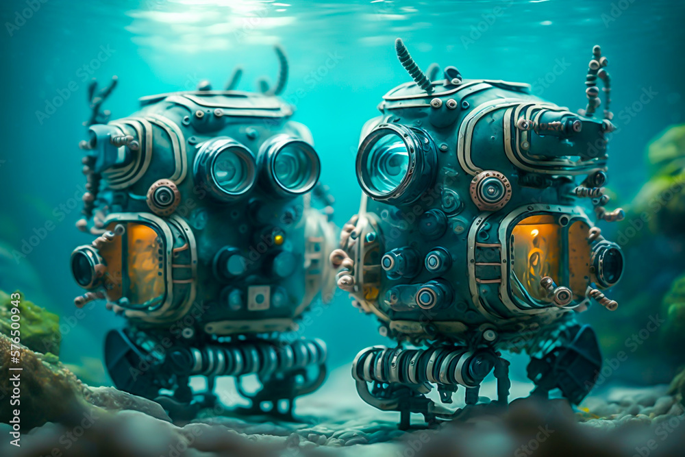 ocean robot of the future what clean the pollution of sea, generative ...