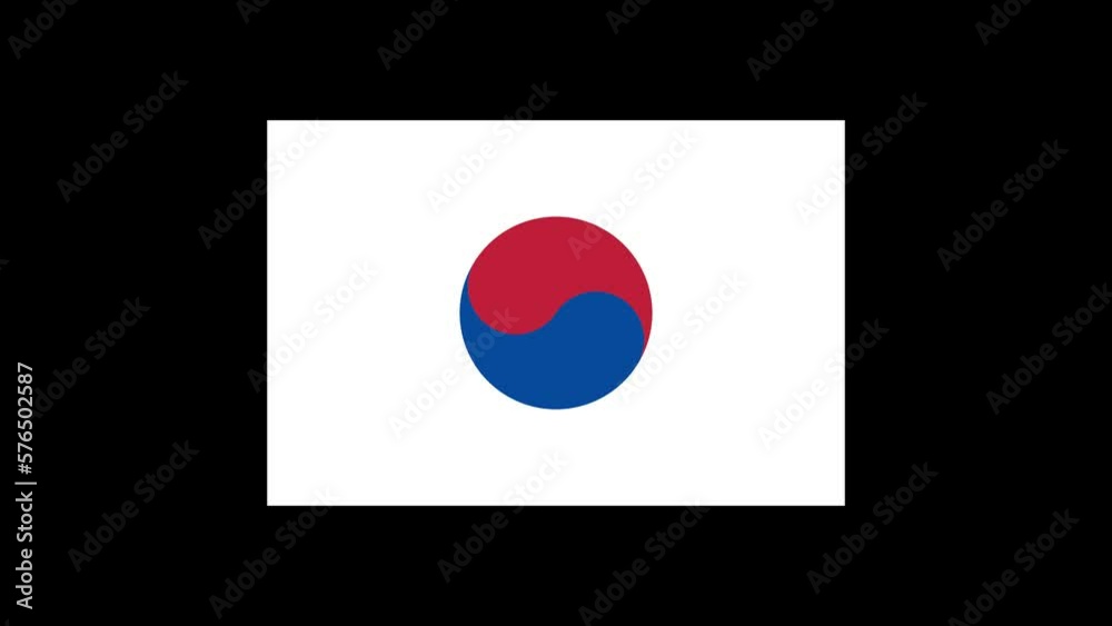 South Korea flag animation green screen chroma key background 4K motion ...
