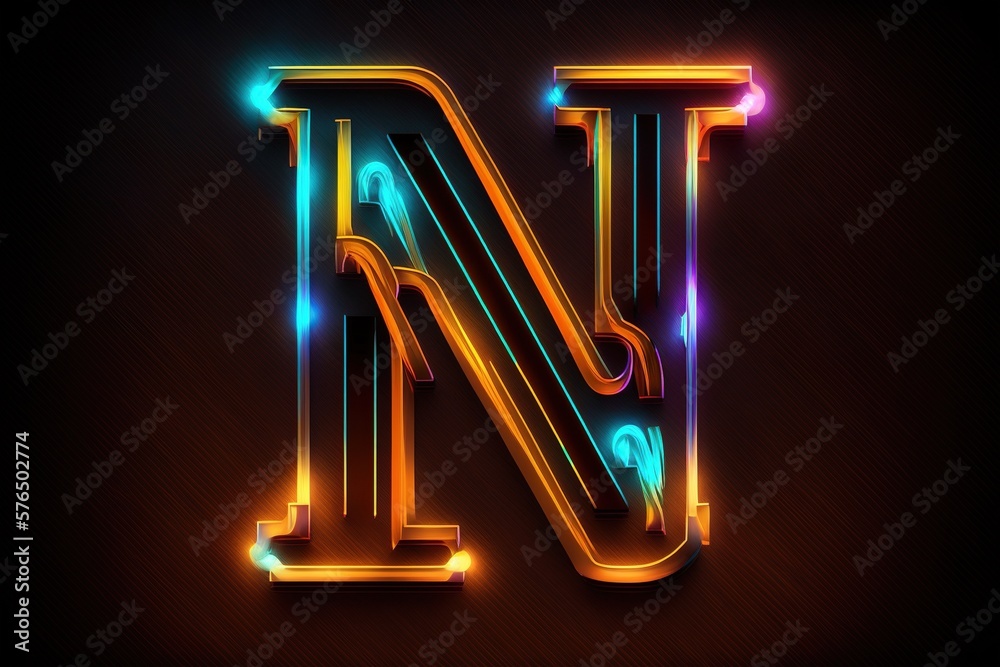 Neon letter n on white background, concept of Glow and Typography ...