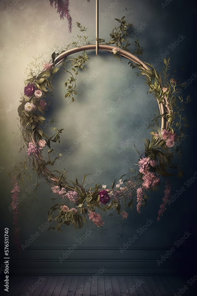 Floral Halo Ring , Digital Backdrop for Maternity Photography Stock ... Floral Halo Ring , Digital Backdrop for Maternity Photography Stock ...