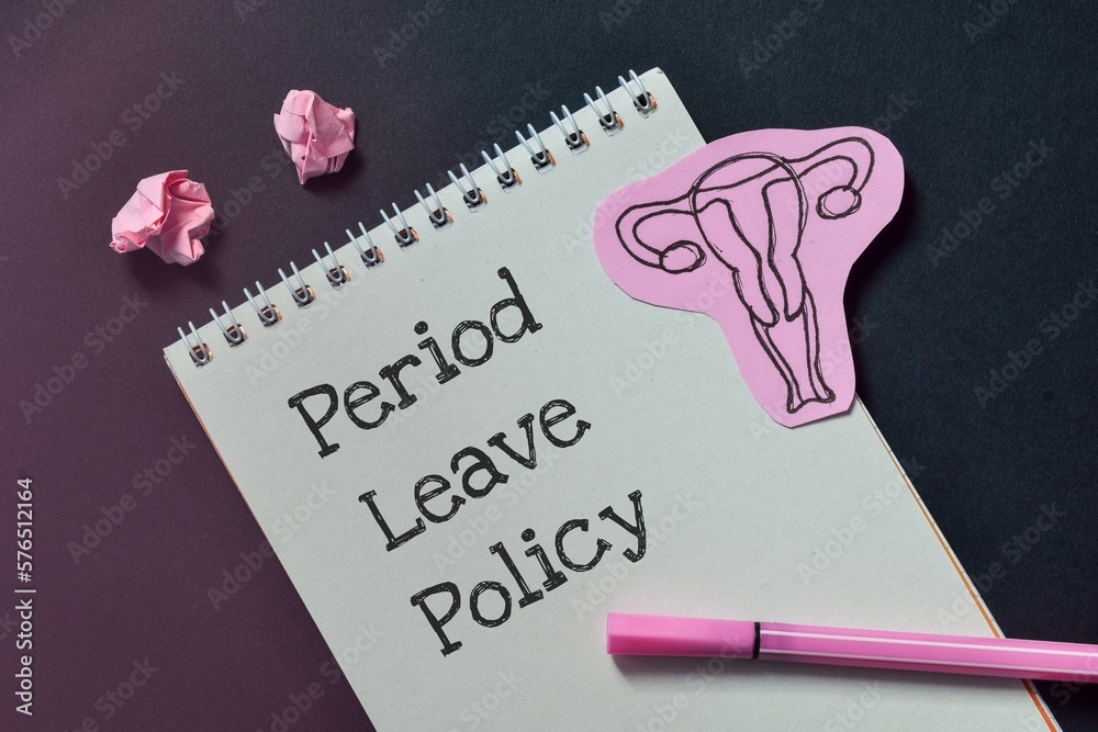 Notepad with the text Period leave policy and hand drawn female ...