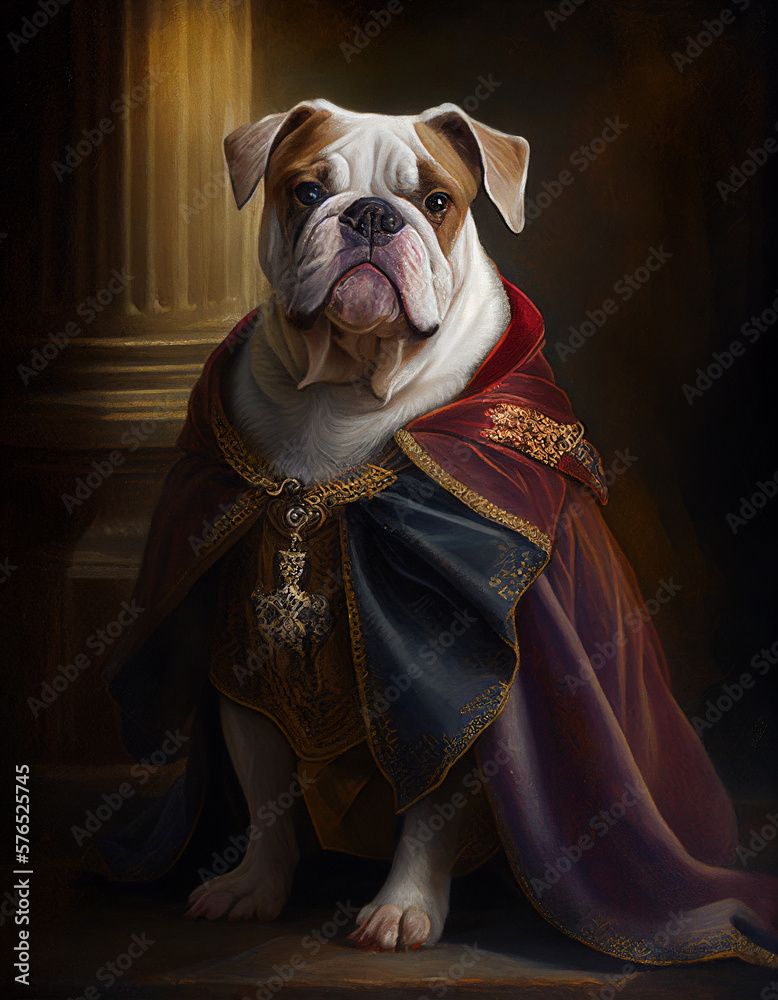 Royal Portrait of a Bulldogge Dressed Like a British King | Generative ...