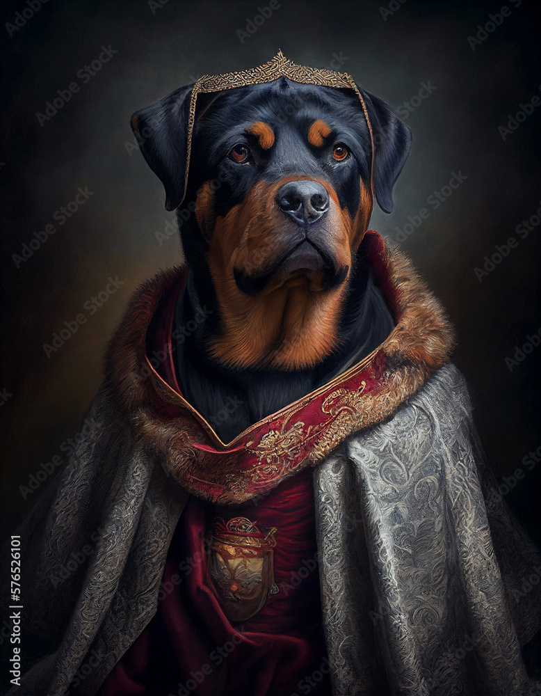 Royal Portrait of a Rottweiler Dressed Like a British King | Generative ...
