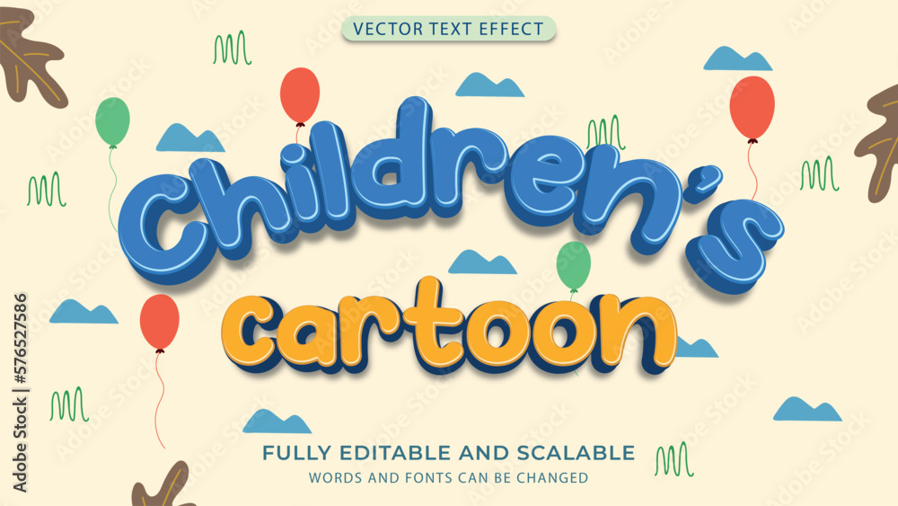 cartoon style and cute text effect, fun, happy kids theme editable ...