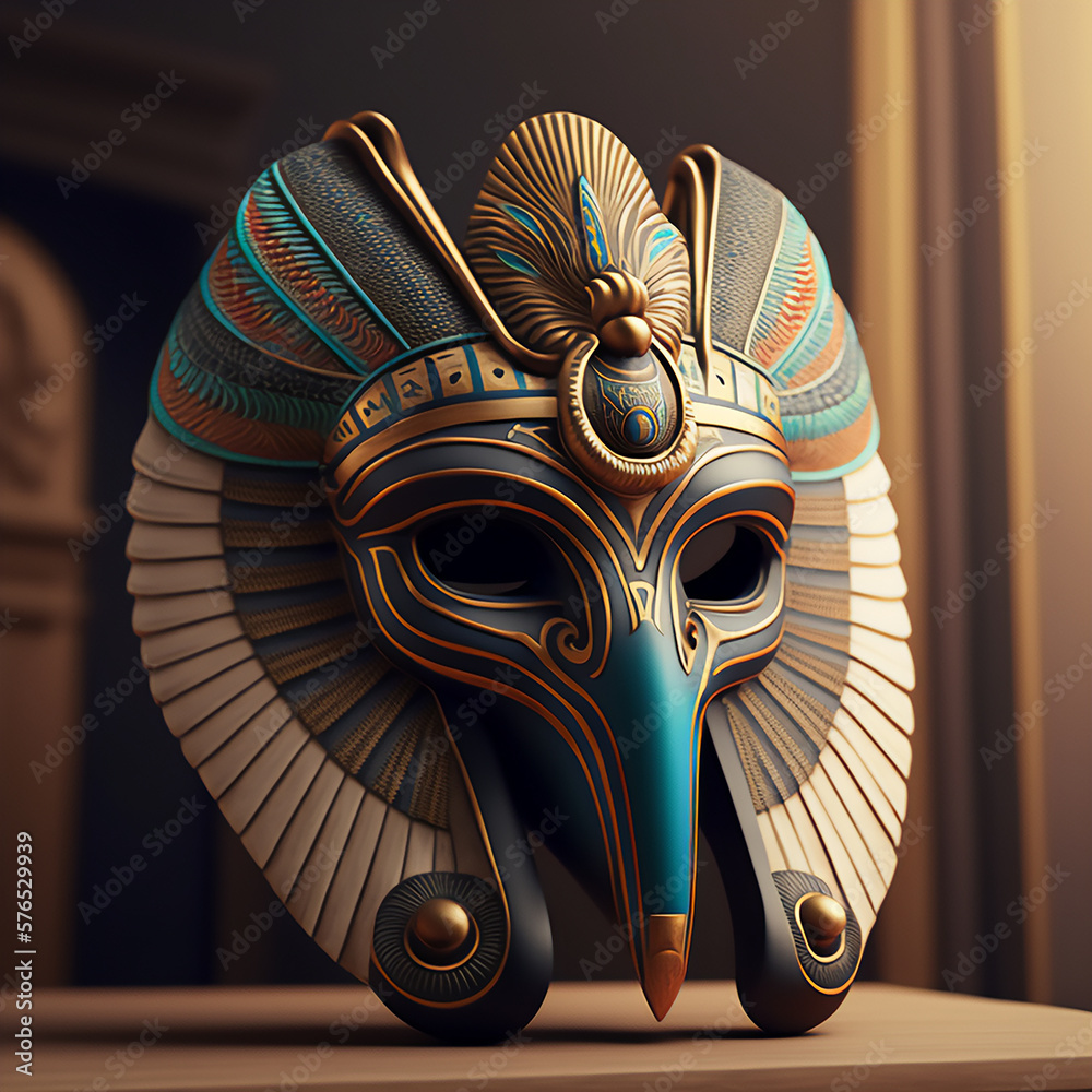 Mask of Egypt deity isolated display background mockup copy space 3D ...