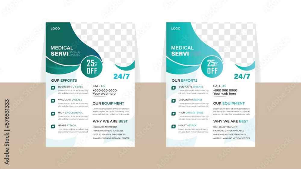 Medical services a4 flyer template Medical brochure leaflets vector for ...