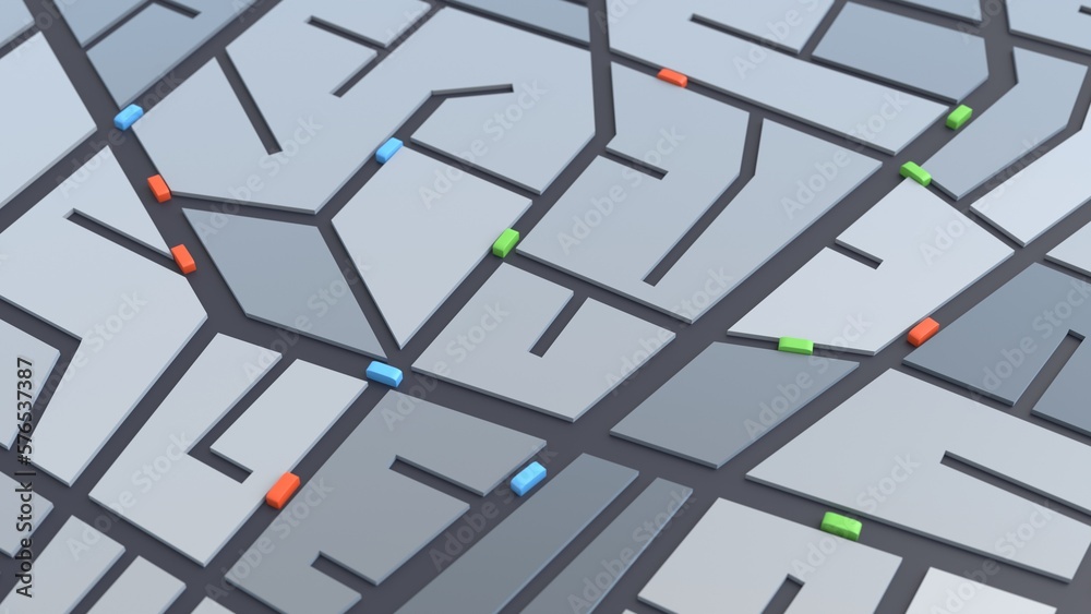 roadmap traffic 3d representation, automobile map highway cityscape ...