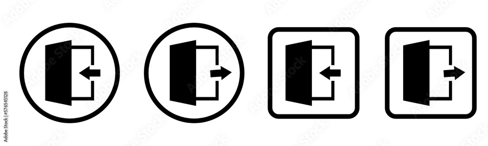 Exit and entrance doors icons set. Web entrance and exit icons set ...