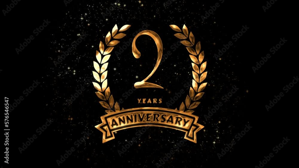 Happy 2 year Anniversary animation text in gold color with confetti ...