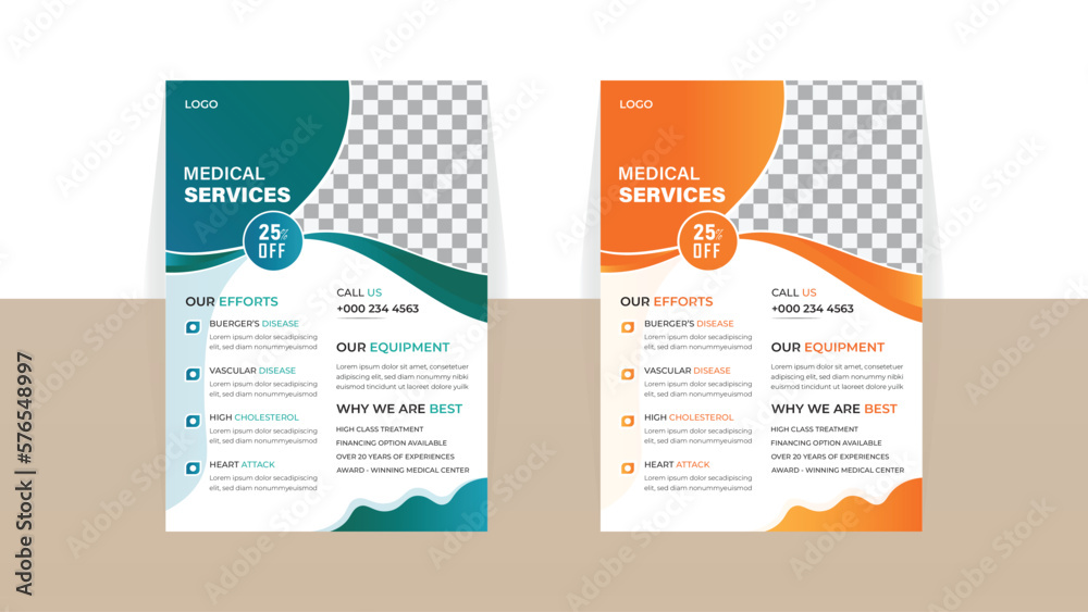 Medical services a4 flyer template Medical brochure leaflets vector ...