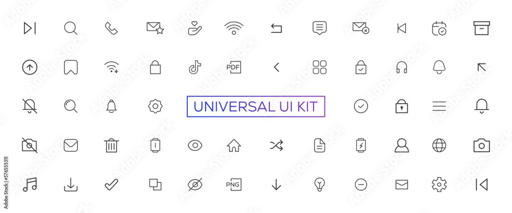 Minimalist And Simple Looking Ui Icons Set For Dark Light Mode Outline Isolated User Interface